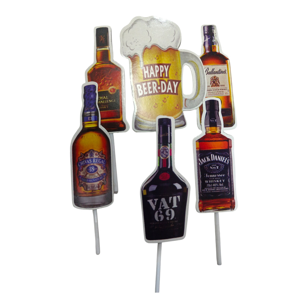 Alcohol Theme Paper Toppers (Pack of 6) – Goyalbazaar